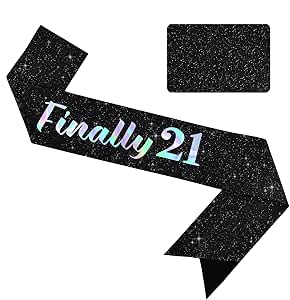 Amazon.com: Vuzvuv Finally 21 Birthday Sash with Glitter, 21st Birthday ...