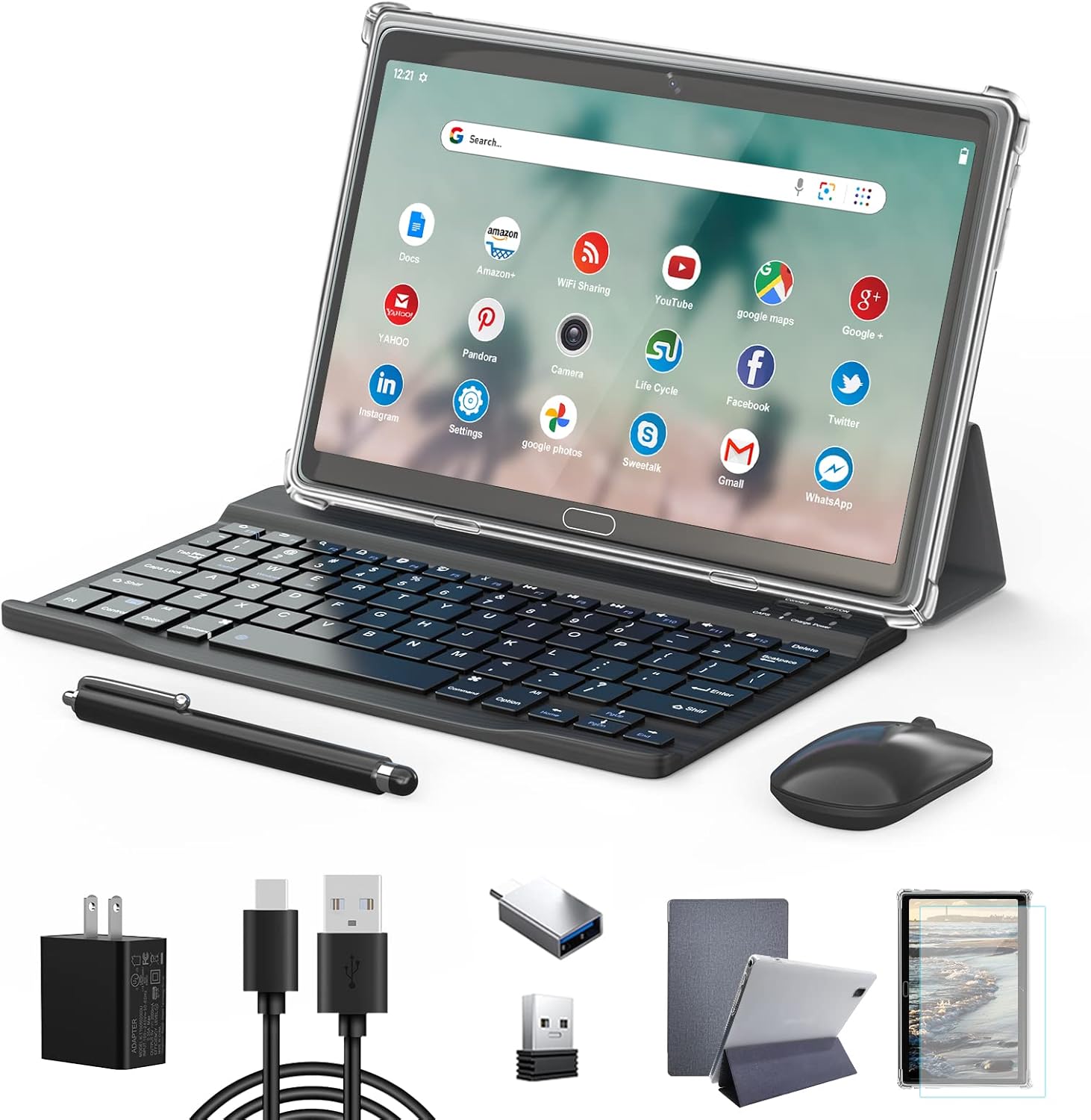 Amazon.com : Tablet 10 Inch 2 in 1 Android Tablets with Keyboard Pen ...