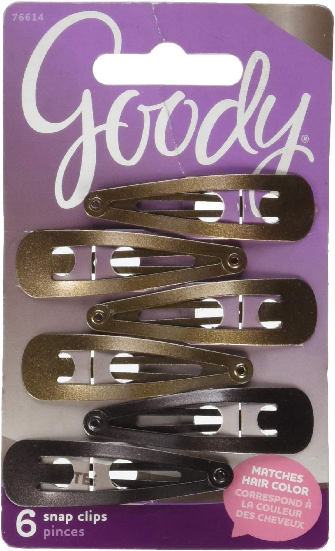 Amazon.com : Goody Metal Contour Hair Snap Clips - 6 Count, Brunette ...