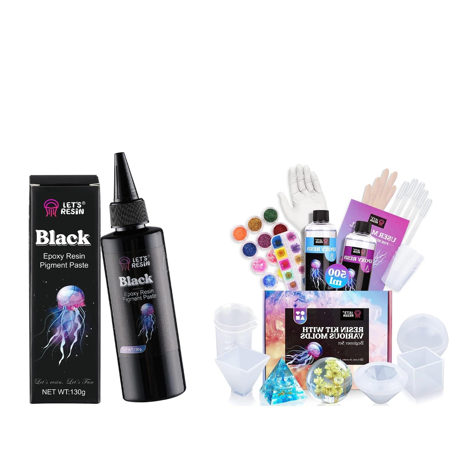 Amazon.com: Bundle 16OZ Resin Molds Silicone Kit and Ocean White Resin ...