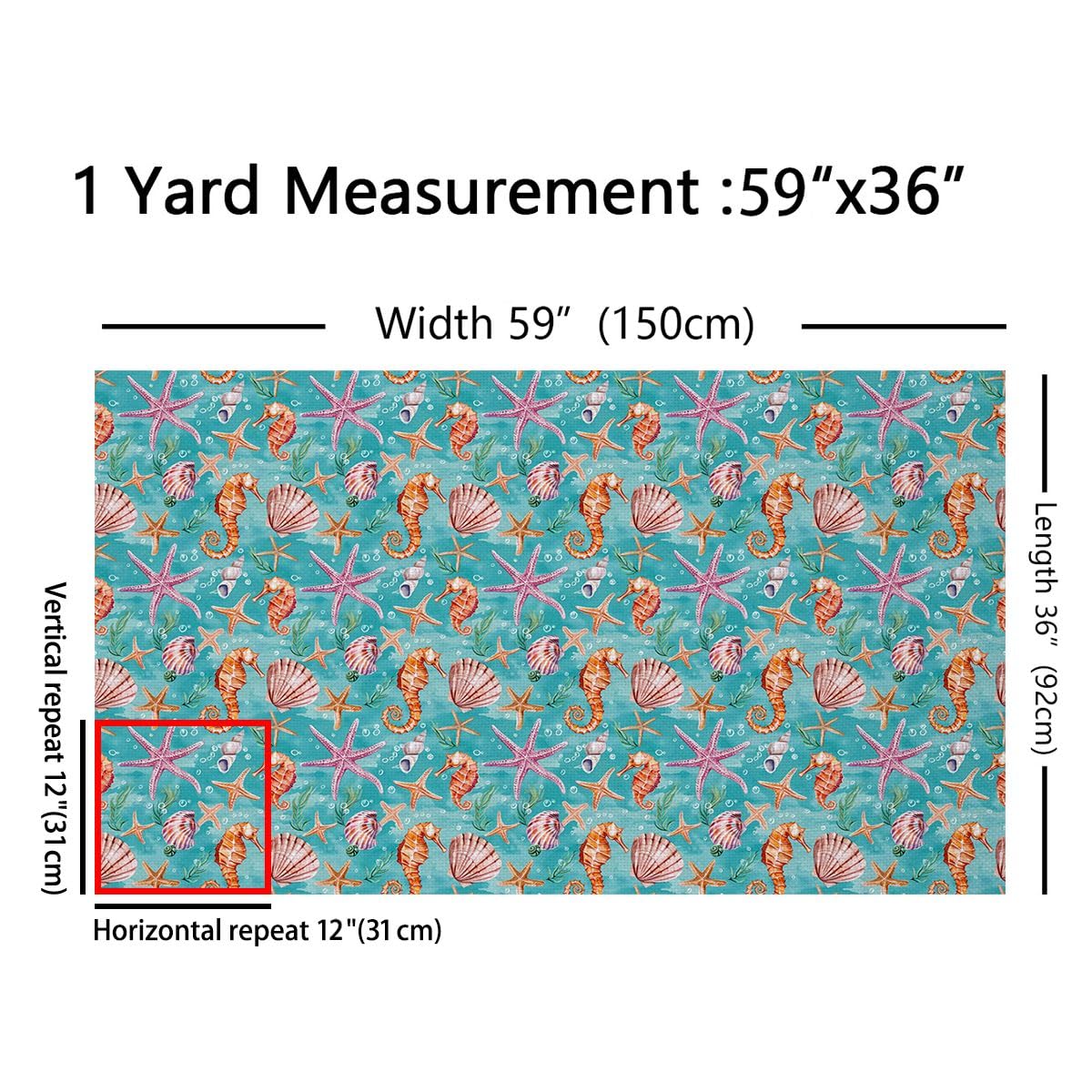 Snapklik.com : Exotic Nautical Fabric By The Yard, Colorful Ocean Sea ...
