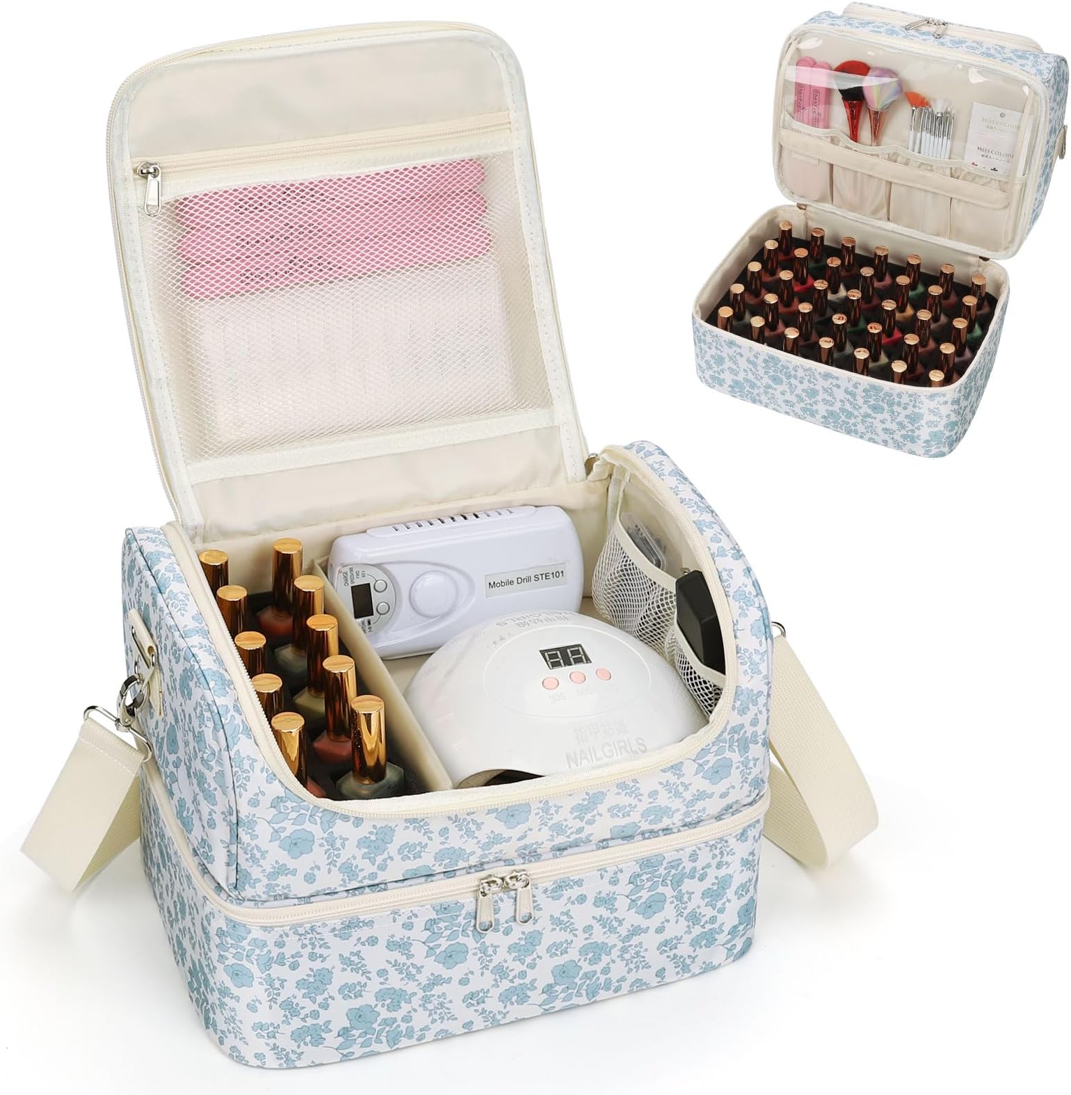 Amazon.com : Ethereal Nail Polish Organizer Case Holds 50+ Bottles(15ml ...