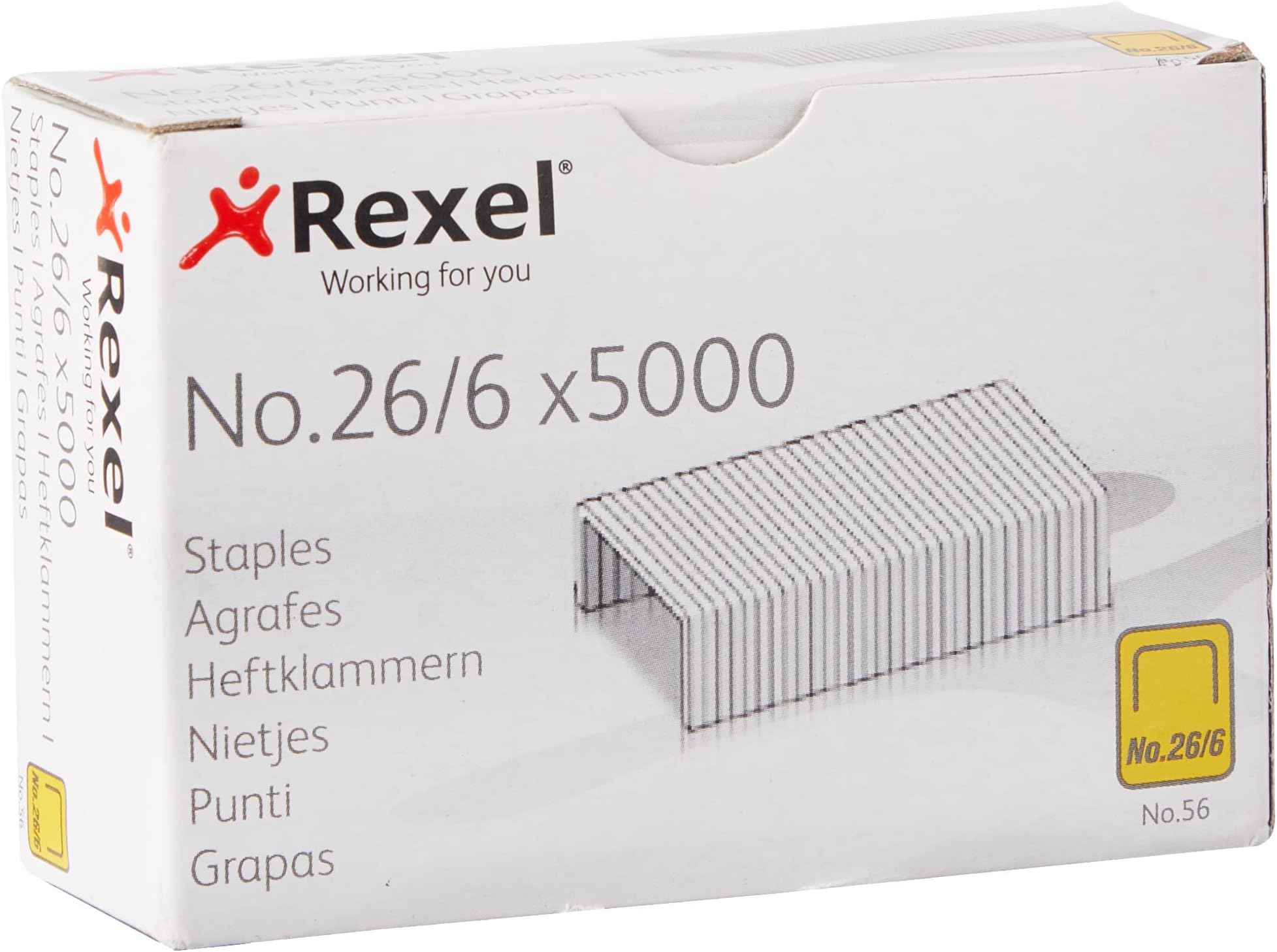 Rexel No.56 26/6 Staples for Standard Staplers, For Stapling Upto 20 ...