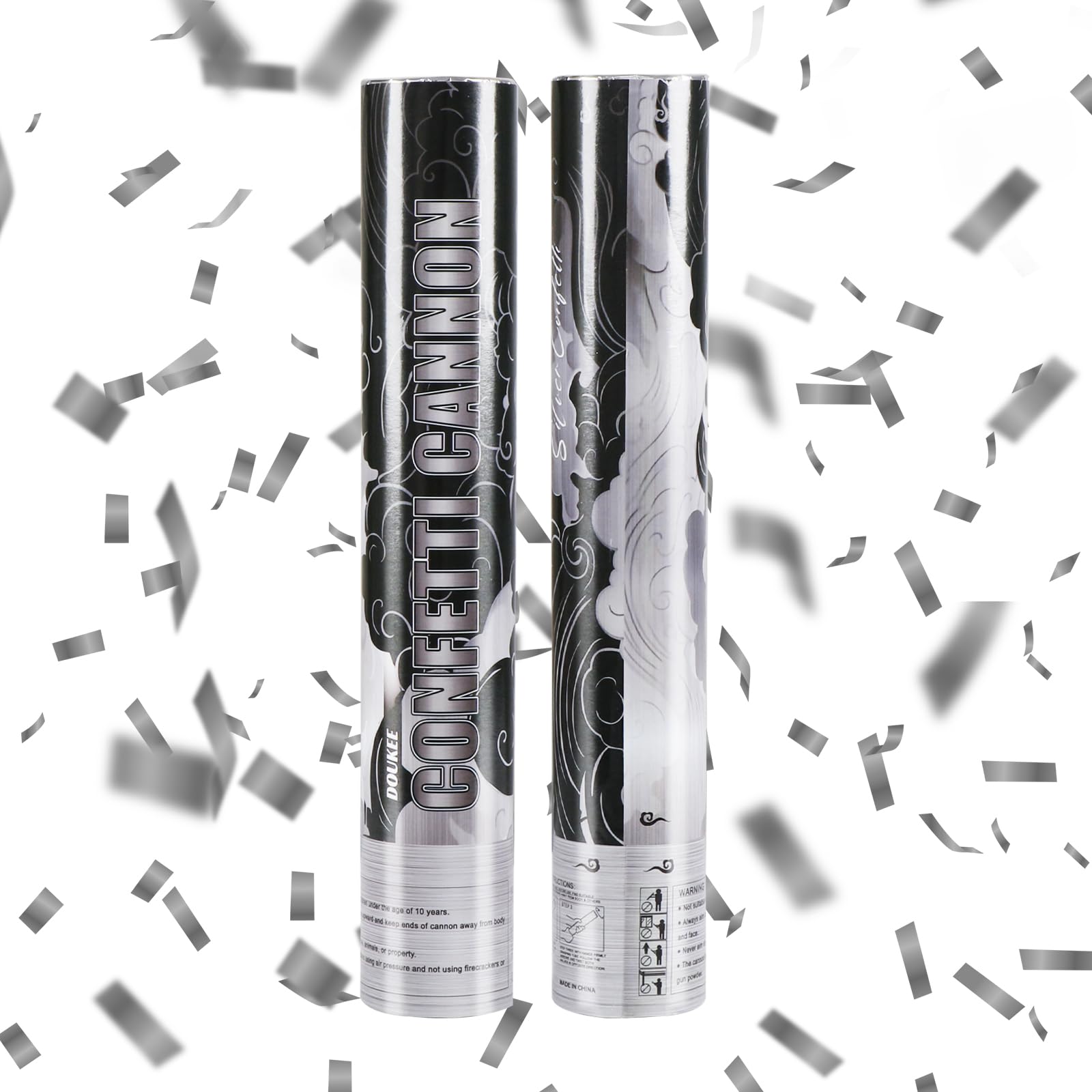 Amazon.com: Wedding Confetti Poppers Silver, DOUKEE 2Pack Shiny Silver ...