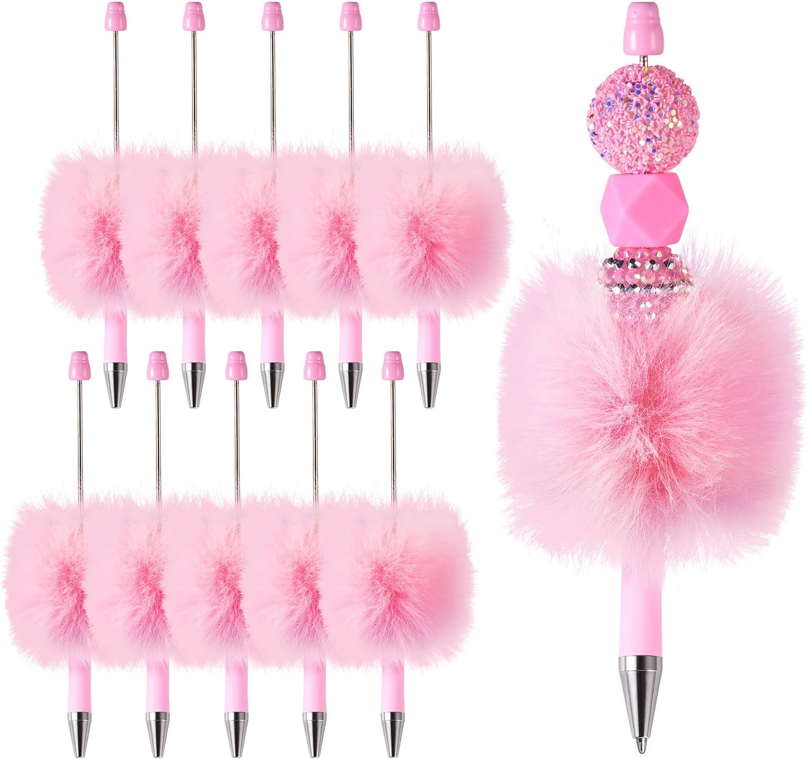 Amazon.com : Beadthoven 10pcs Fluffy Beadable Pens, Cute Plush Ball ...