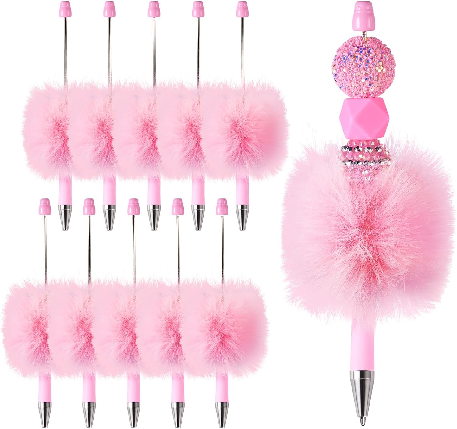 Amazon.com : Beadthoven 10pcs Fluffy Beadable Pens, Cute Plush Ball ...