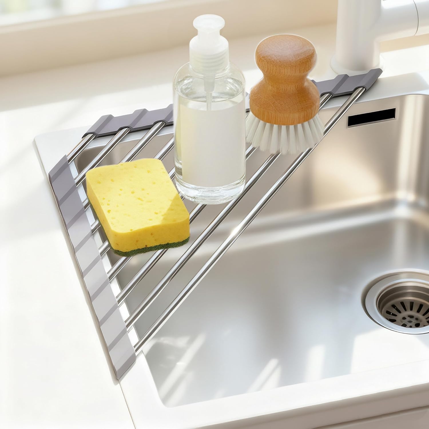 Amazon.com - RuruPura Corner Sink Roll Up Triangular Dish Drying Rack ...