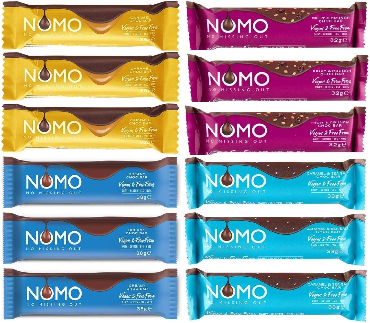 Nomo Vegan Chocolate Mixed Case 12 x Bars Selection, 38 grams : Amazon ...
