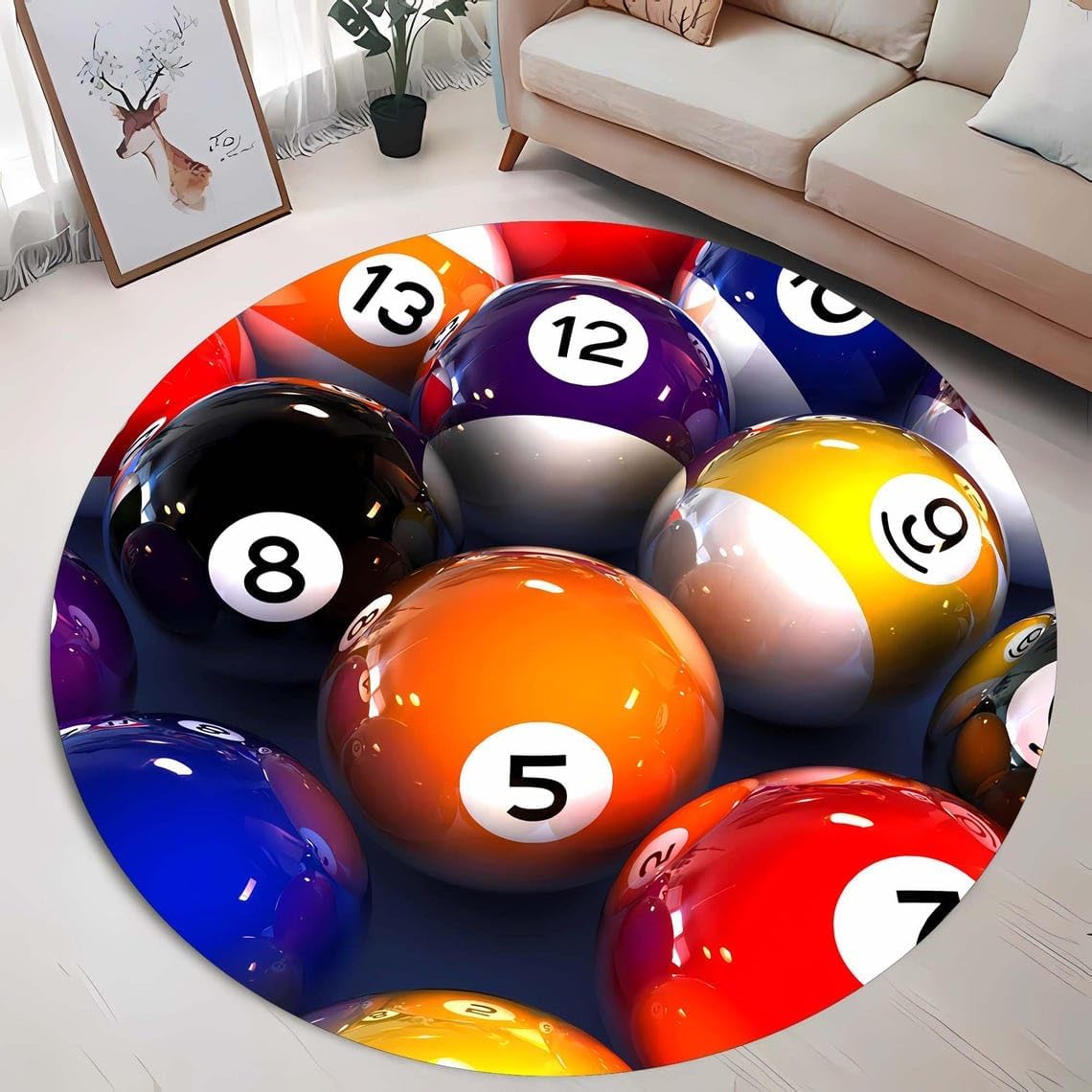 Amazon.com: Billiard Rug, Pool Table Mat, Round Carpet, Game Room Decor ...