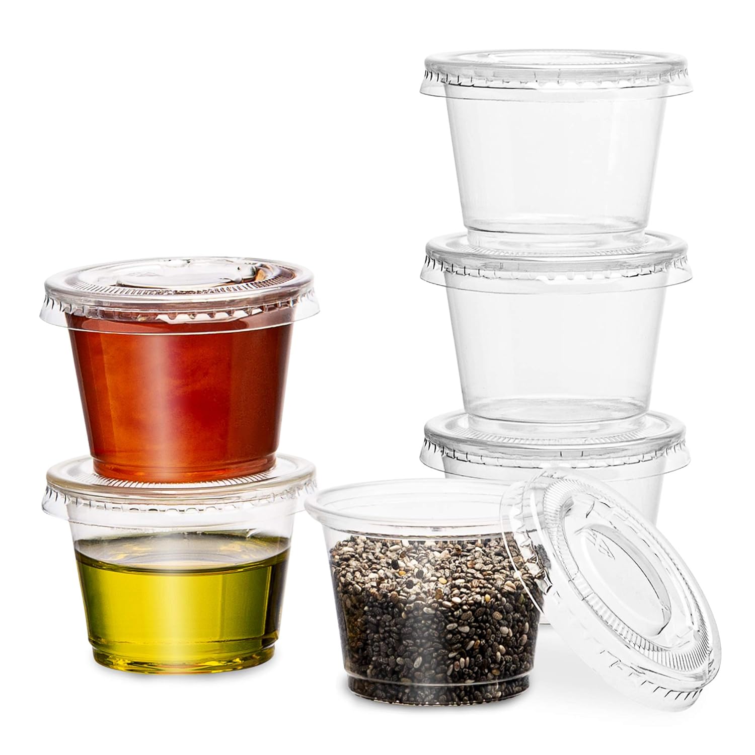 Amazon.com: Plastimade Clear Disposable Plastic Portion Cups With Lids ...