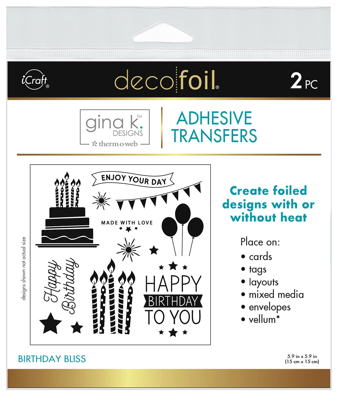 Snapklik.com : iCraft Deco Foil Adhesive Transfer Sheets By Gina K - Birthday Bliss
