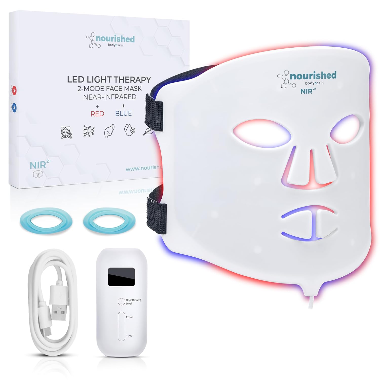 Amazon.com : Nourished Bodynskin Portable LED Face Mask with Near ...