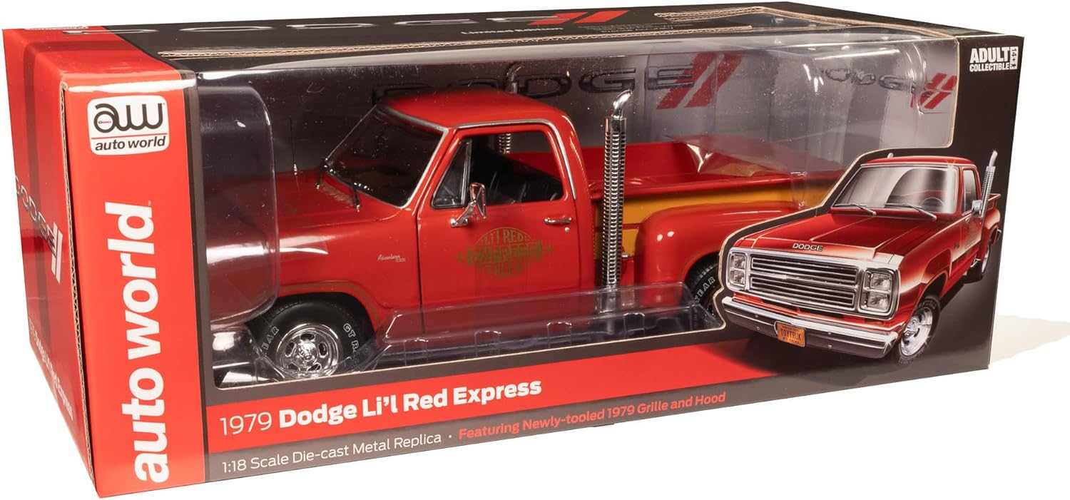 Amazon.com: Auto World 1979 Dodge Ut-line Pickup L'il Red Truck 1:18 ...