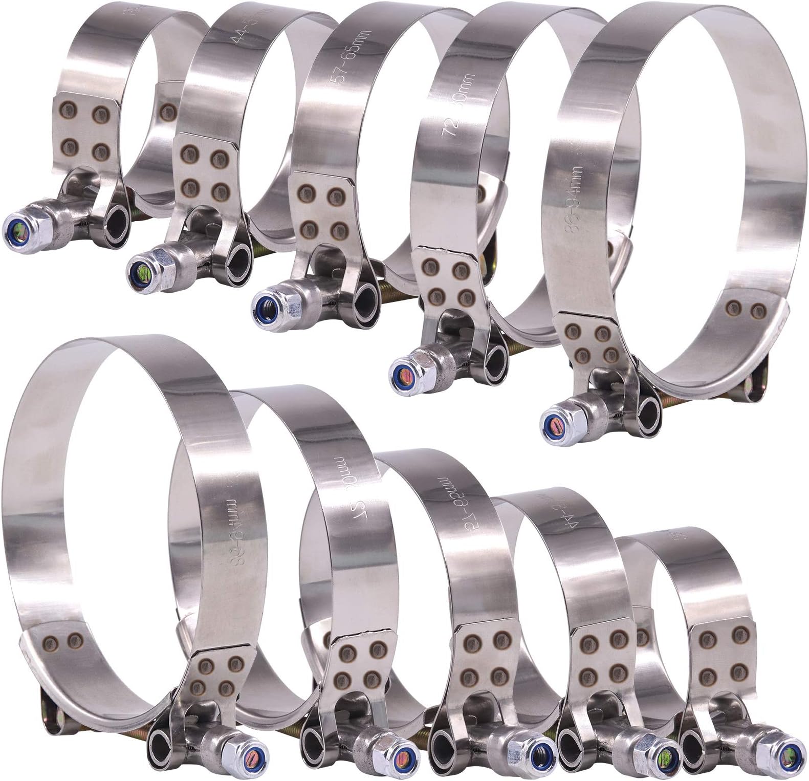 Glarks Lot de 10 colliers de serrage souples en acier inoxydable pour ...