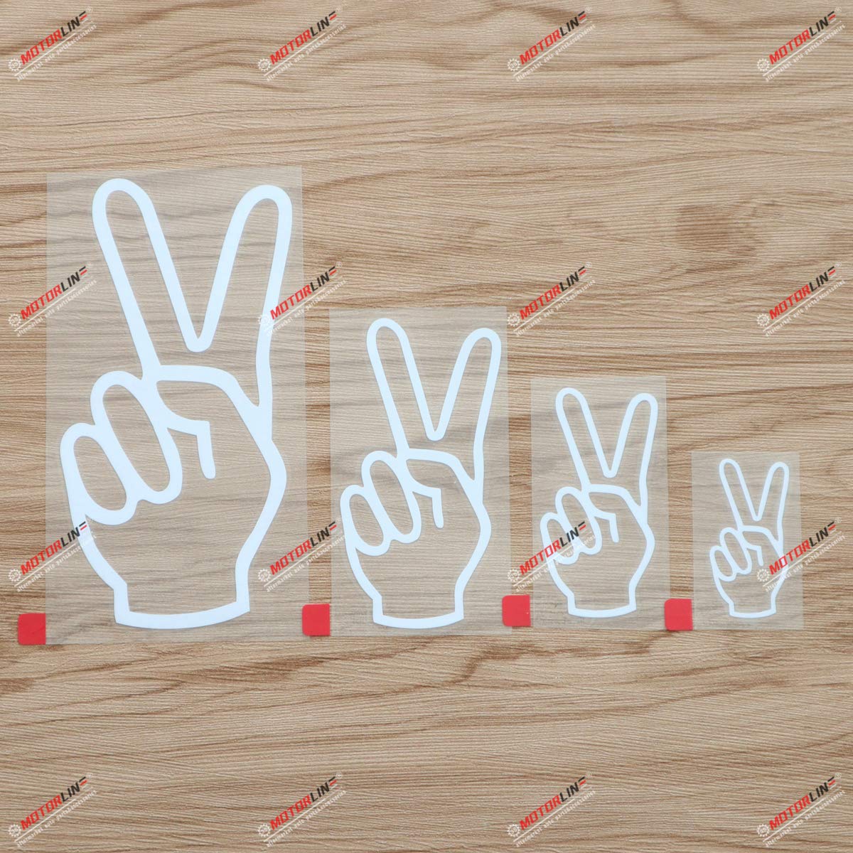 Amazon.com: Peace Sign Hand Gesture Decal Vinyl Sticker - 4 Pack White ...