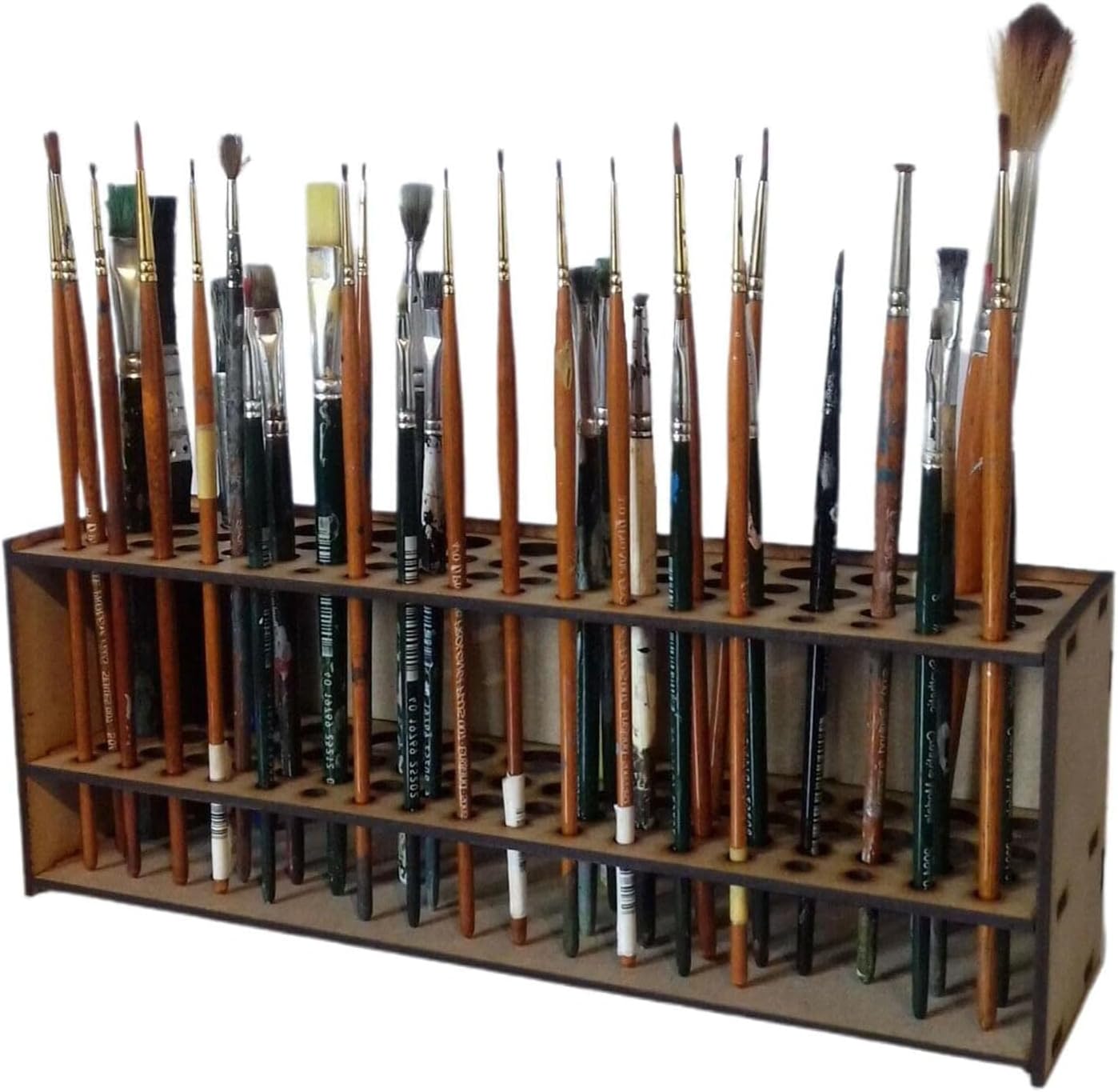 Amazon.com: ONDIAN Wooden Paint Brush Organizer, 67 Holes Storage Stand ...