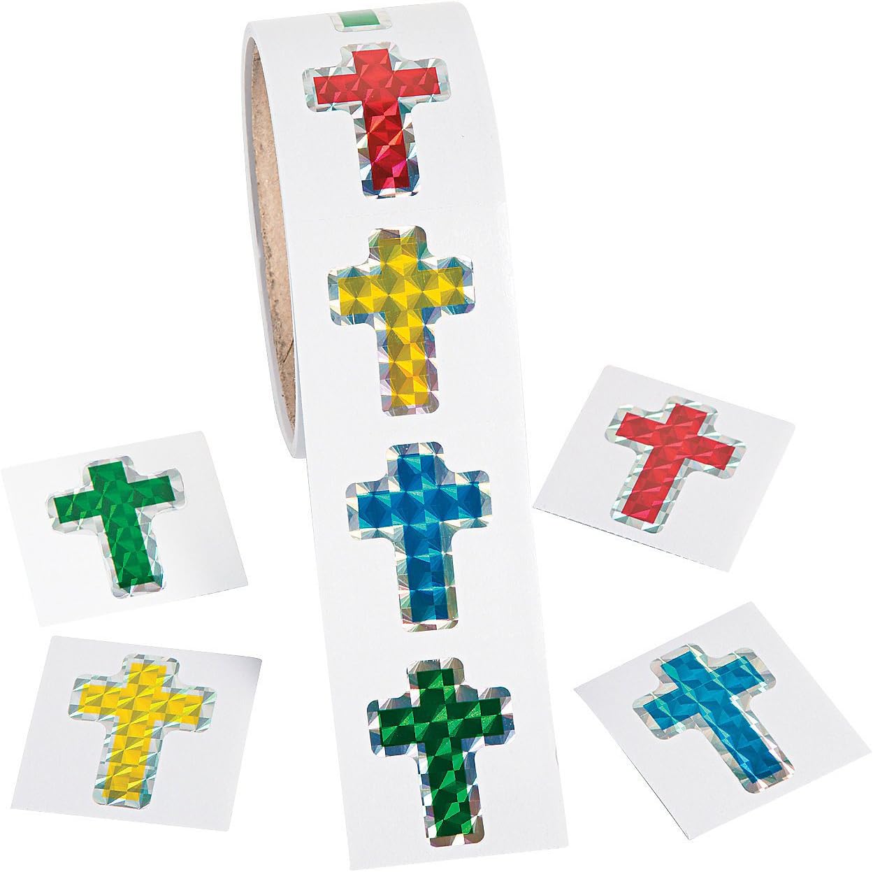 Amazon.com: Prism Cross Stickers - 100 Sticker Roll - Church, Sunday ...