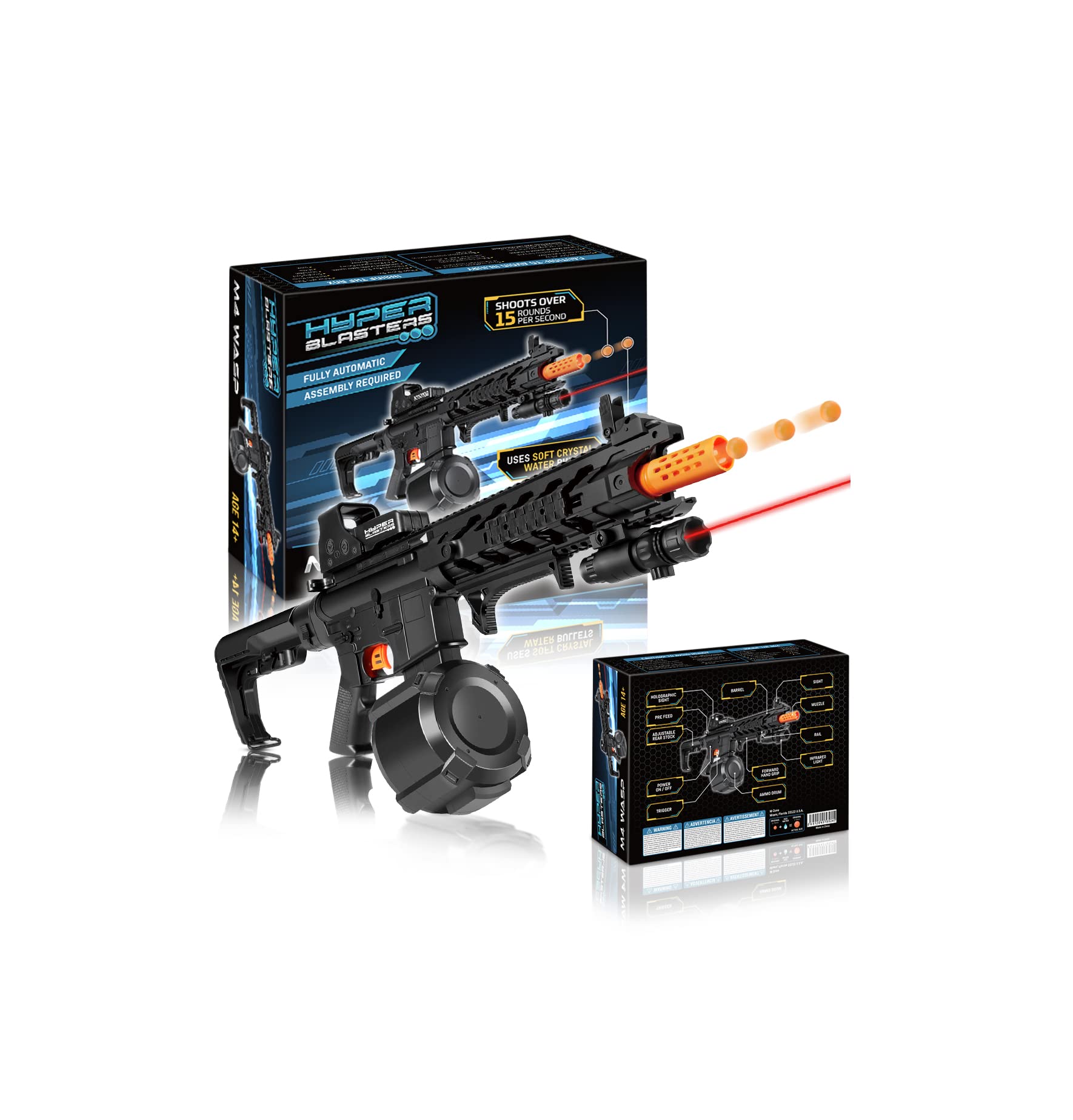 Amazon.com: HyperBlasters M4 Wasp Gel Ball Blaster with 1000 Round ...