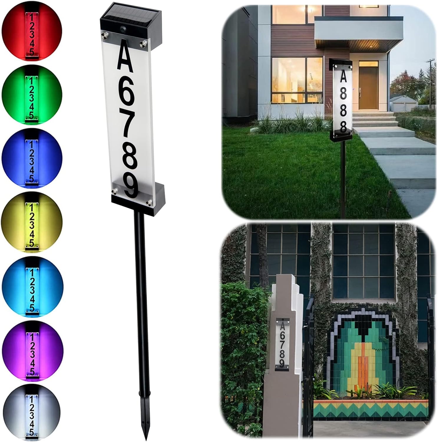 Amazon.com: Solar House Numbers for Outside, RGB and Fixed Single-Color ...