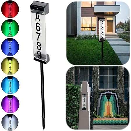 Amazon.com: Solar House Numbers for Outside,Address Sign with Stakes ...