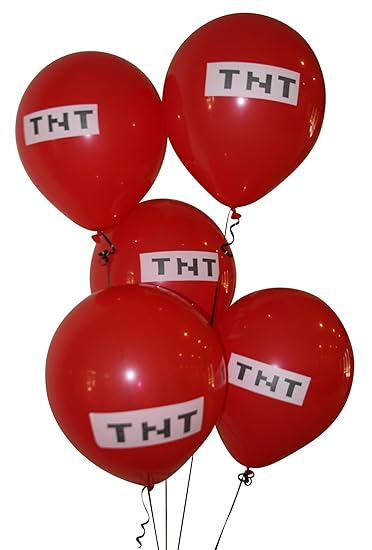 Amazon.com: Pixelated Red TNT Balloon 12" Inch Latex Party Balloons ...