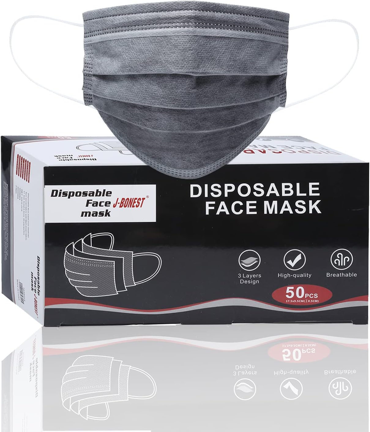 Amazon.com: Disposable Face Masks Grey 50 Pack/Box : Industrial ...