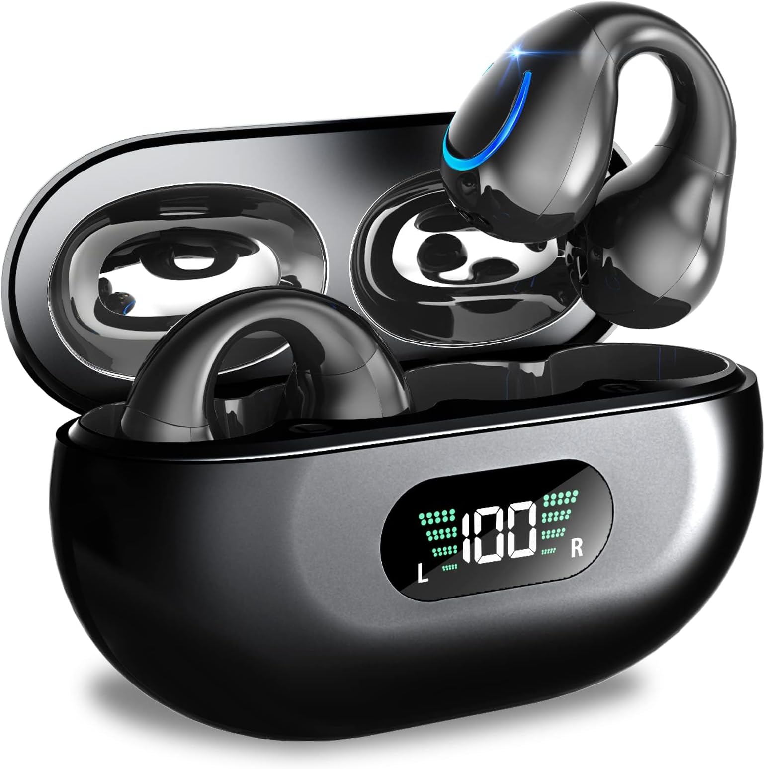 Écouteurs sans fil avec clip d'oreille à conduction osseuse Bluetooth 5 ...