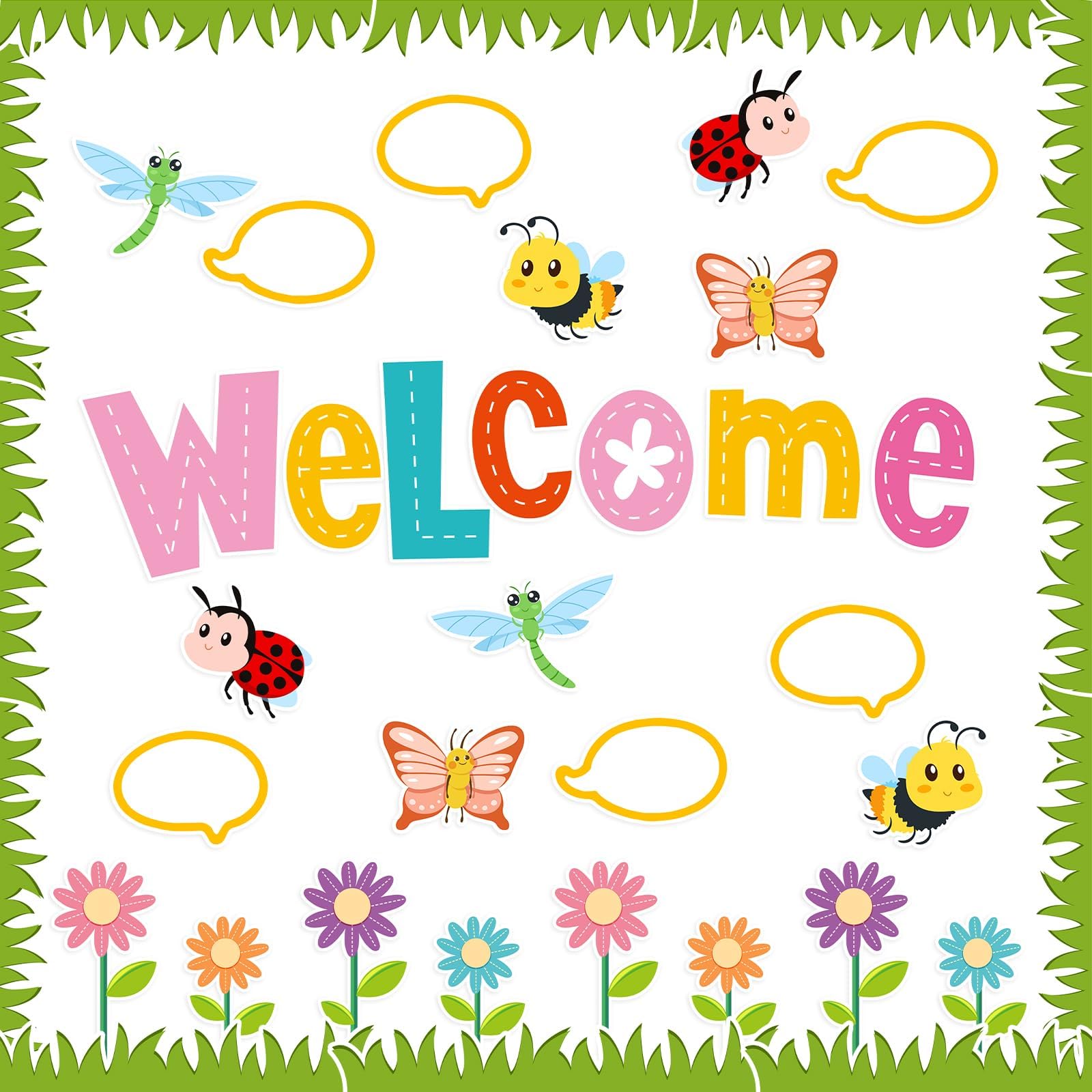 Amazon.com: Spring Bulletin Board Decorations Set 115pcs Insects Flower ...