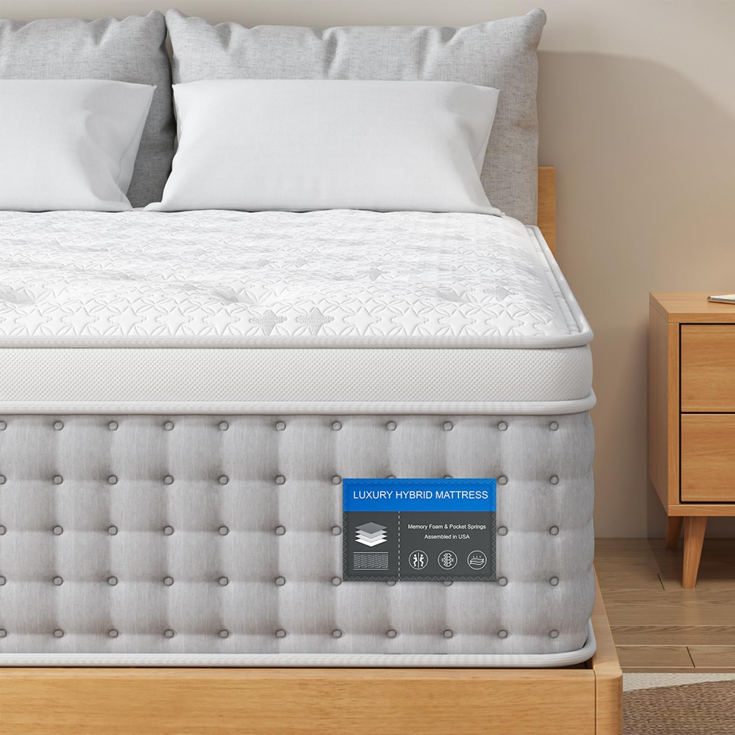 Amazon.com: BedStory King Size Hybrid Mattress 14 Inch - Memory Foam ...