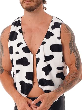 Amazon.com: WinChang Men's Cow Print Vest Halloween Party Fancy Costume ...