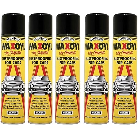 5x Hammerite Waxoyl Black Aerosol 400ml Rust Proofing : Amazon.co.uk ...