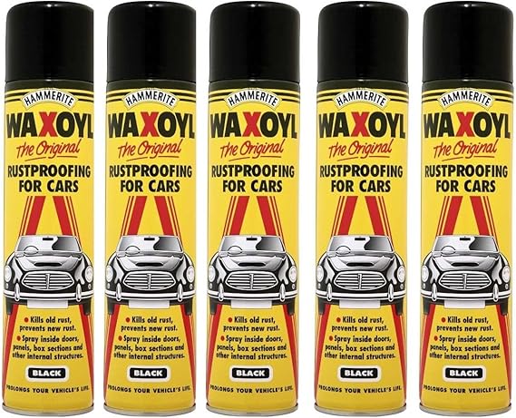 5x Hammerite Waxoyl Black Aerosol 400ml Rust Proofing : Amazon.co.uk ...
