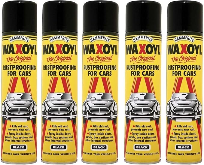 5x Hammerite Waxoyl Black Aerosol 400ml Rust Proofing : Amazon.co.uk ...