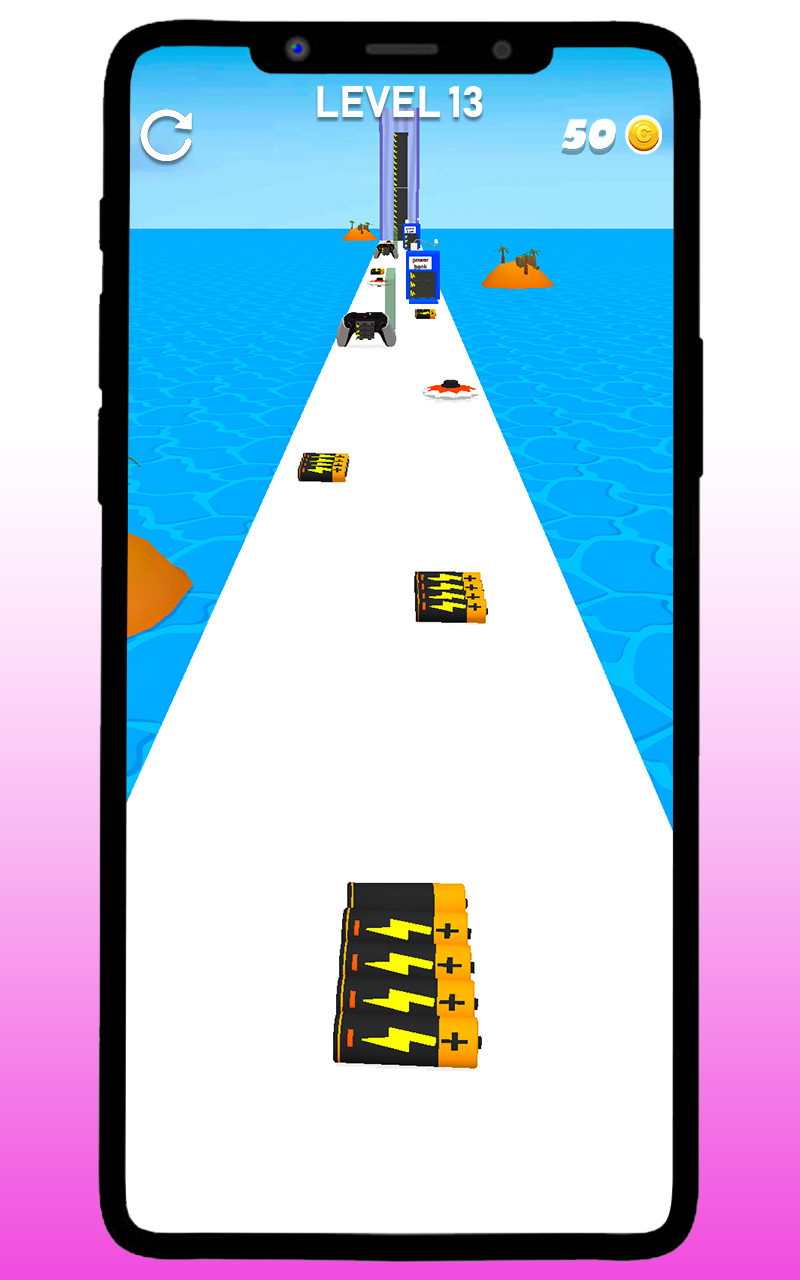 Battery Runner! Battery Canvas Run Long Stack Recharge Rush 3D ...