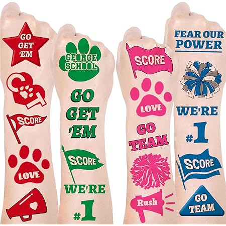 Amazon.com : 120PCS Team Spirit Tattoos - Blue, Green, Orange, Pink ...