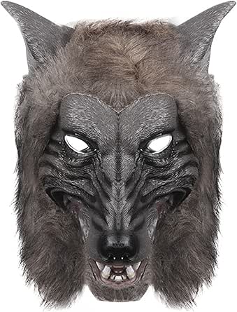 Amazon.com: Realistic Wolf Mask with Gloves,Scary Wolf Head Mask,Furry ...