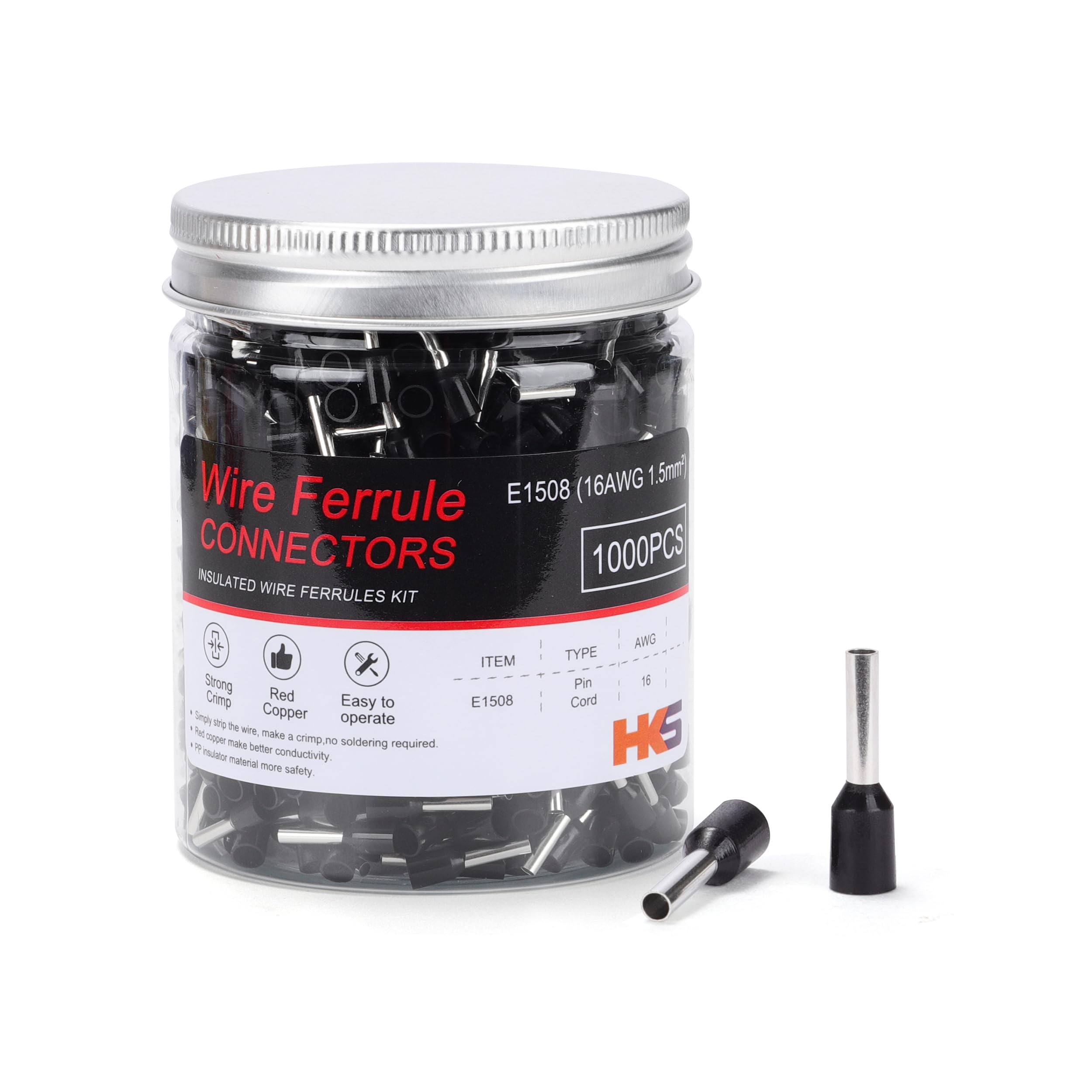 Snapklik.com : 1000PCS Wire Ferrule Connectors - AWG 16-1.5mm2 Copper ...