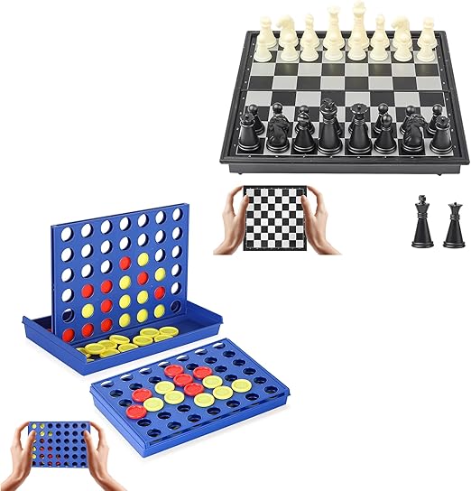 Amazon.com: Mini Chess Set and Mini 4 in a Row Board Game : Toys & Games