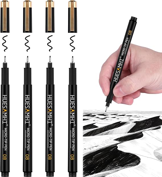 Amazon.com: huesamhi 08 micro fineliner pens, no bleed waterproof pens ...