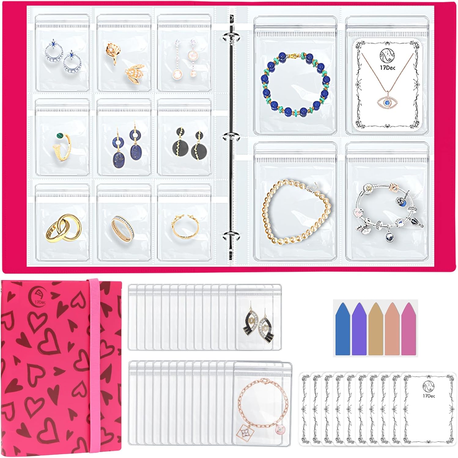 Amazon.com: 17Dec Large Transparent Jewelry Storage Book with 300 ...