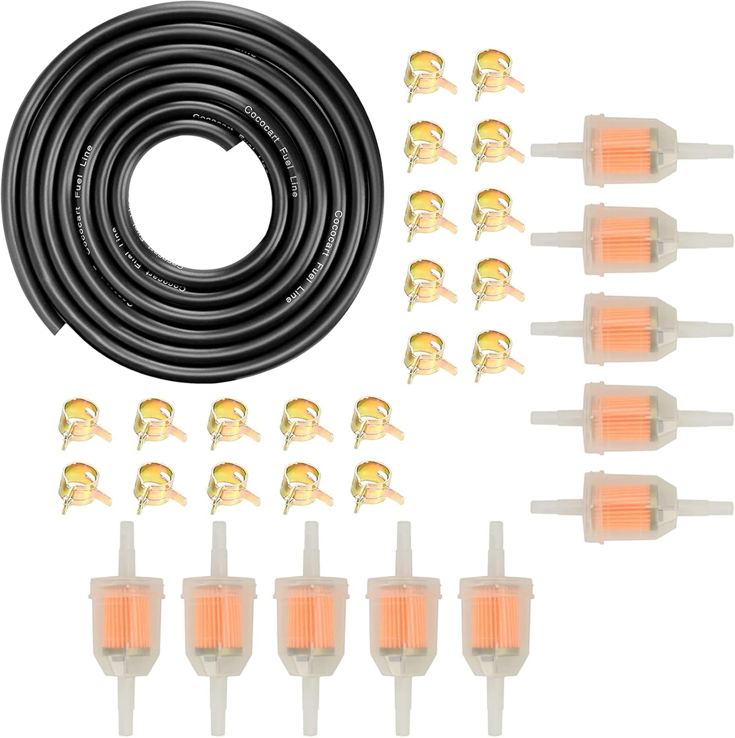 Amazon.com: CocoMocart 1/4 Inch ID Fuel Line Kit-10pcs 1/4" X 5/16" Gas ...