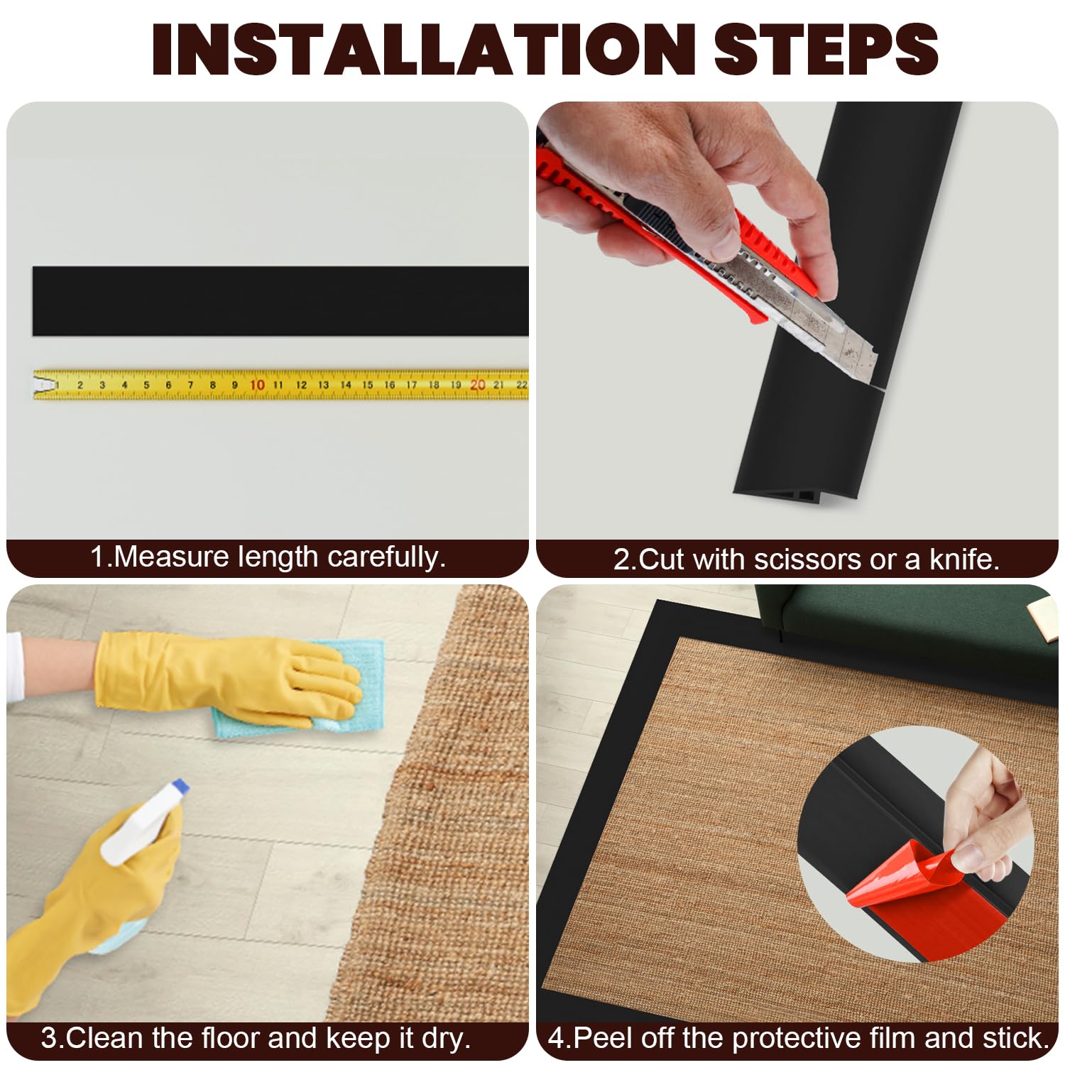 Snapklik.com : 10FT Vinyl Floor Transition Strip Self Adhesive, Carpet ...