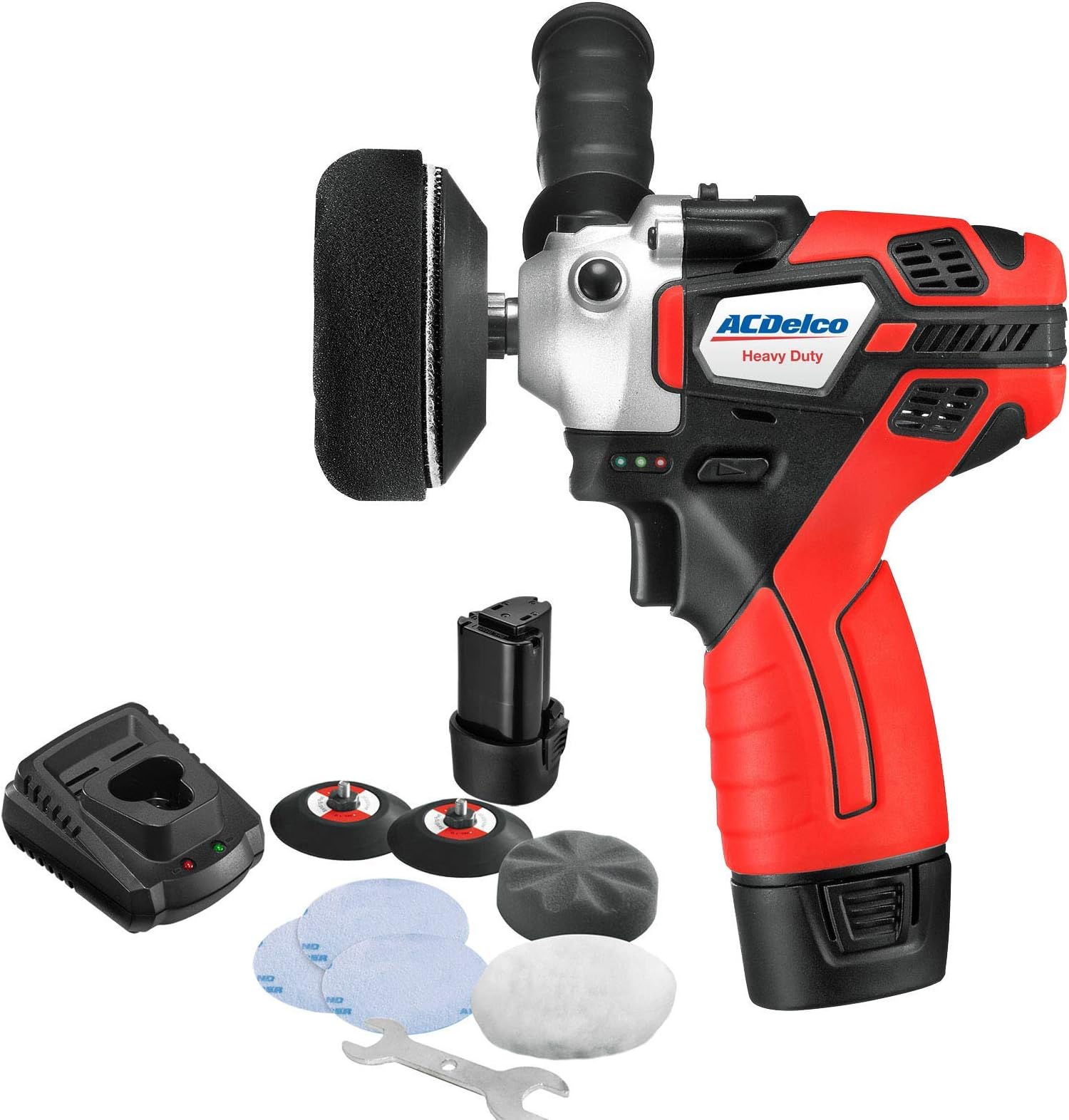 ACDelco Mini Cordless Polisher Tool Set 2 Speed 12V 3” Pad, Set with 2 ...