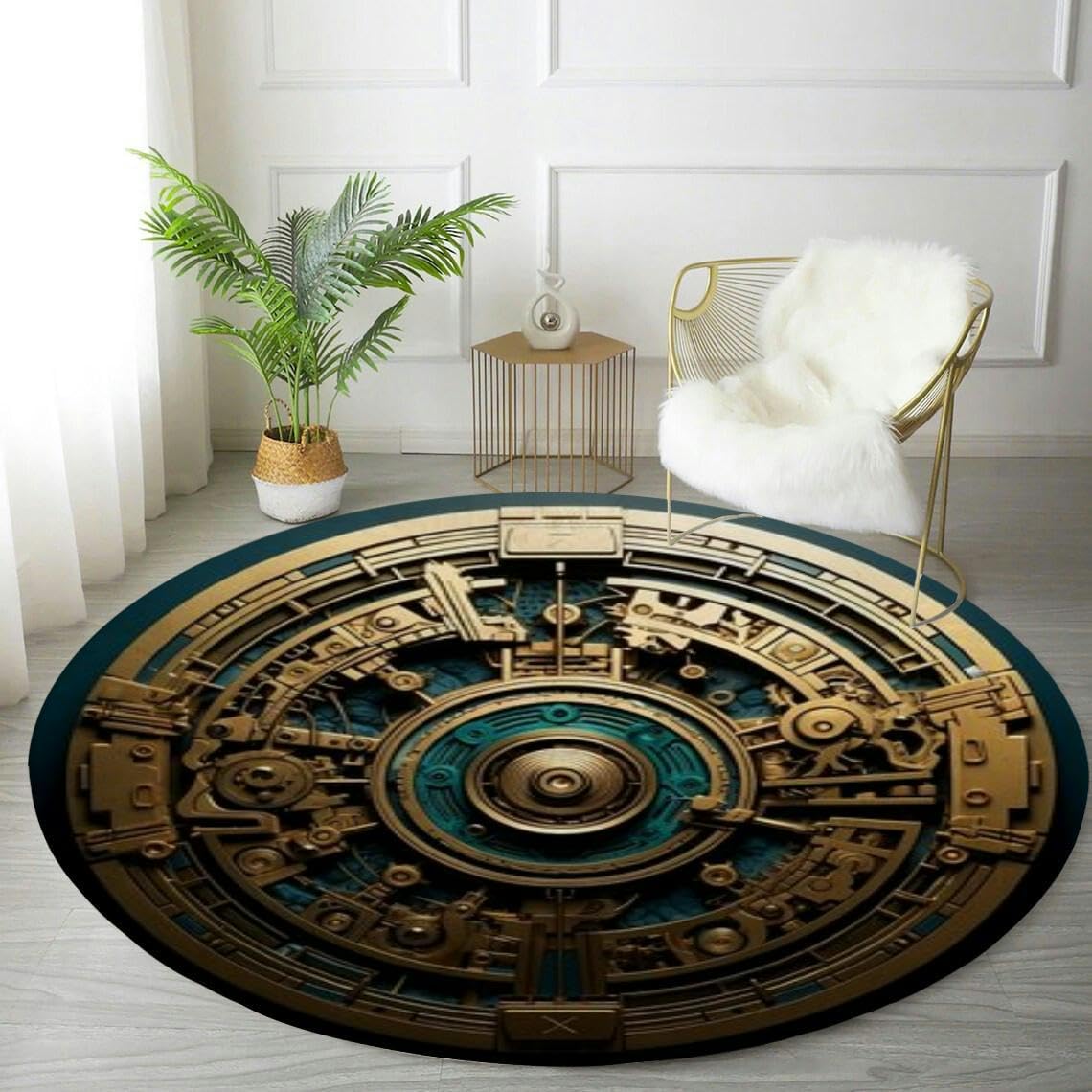 Amazon.com: Round Rug 4ft Circle Area Rug Alien Technology antikythera ...