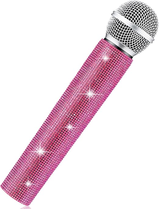 Amazon.com: Sanwuta Fake Microphone Prop Sparkly Bling Rhinestones ...