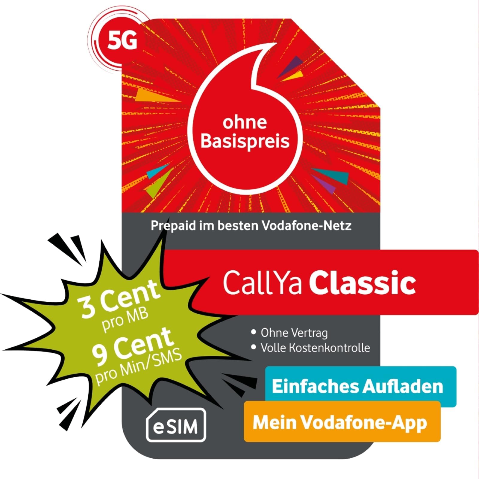 Vodafone Prepaid CallYa Classic eSIM | 10 EUR Startguthaben I ohne ...