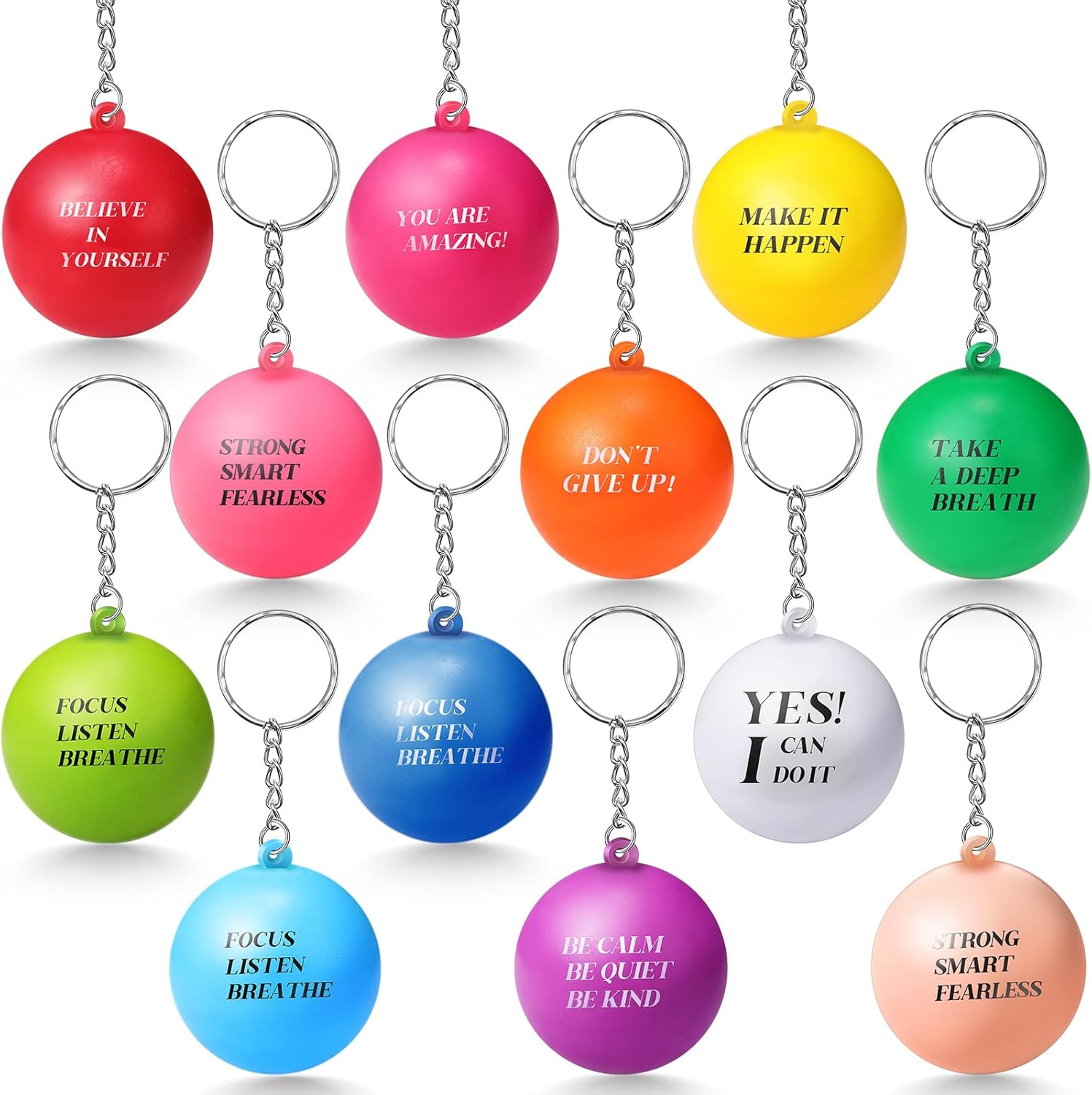 Amazon.com: Zhehao 36 Pcs Motivational Stress Balls Keychains ...