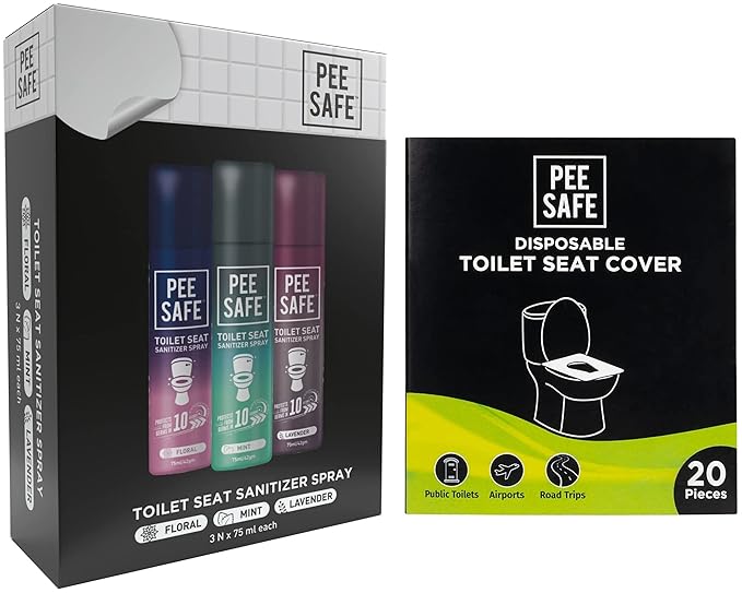 Pee Safe Toilet Seat Sanitizer Spray 75 ml (Mint, Lavender, Floral ...