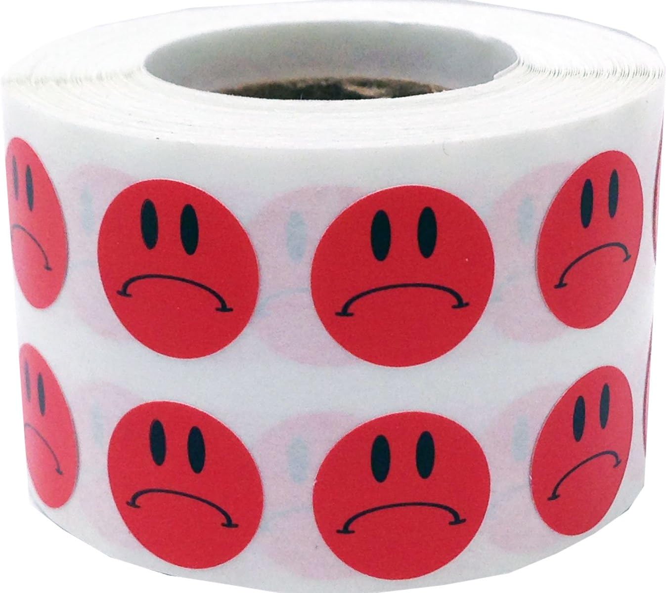 Amazon.com : 1/2" Inch Small Red Semi-Gloss Sad Face Labels, 1,000 ...