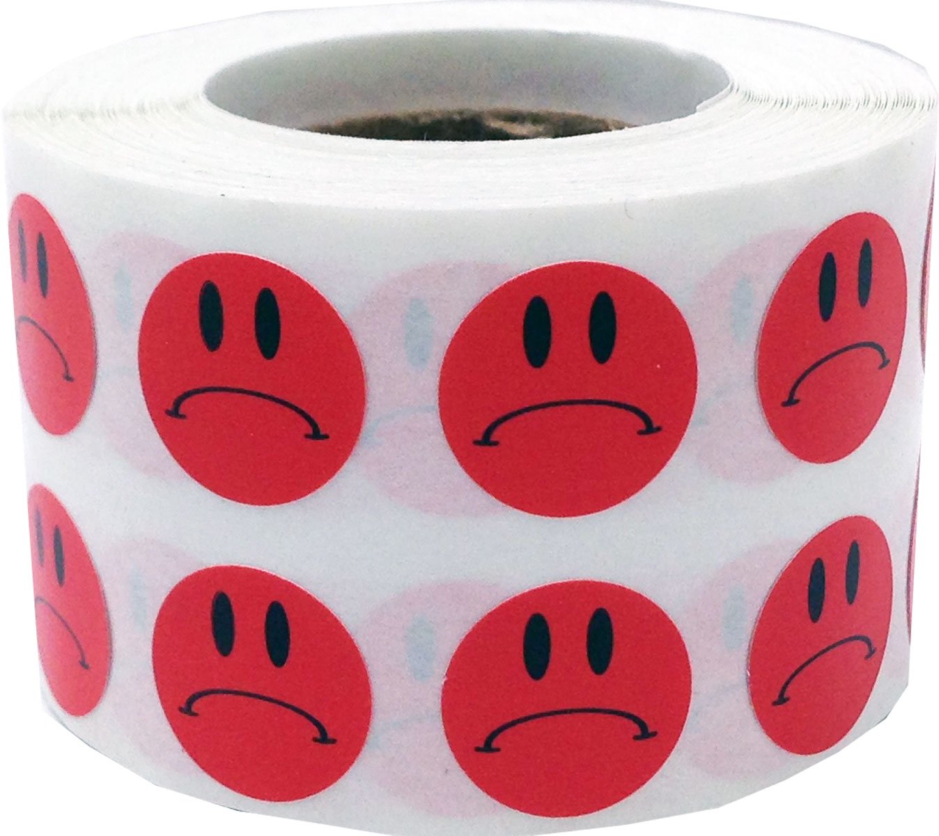 Amazon.com : 1/2" Inch Small Red Semi-Gloss Sad Face Labels, 1,000 ...